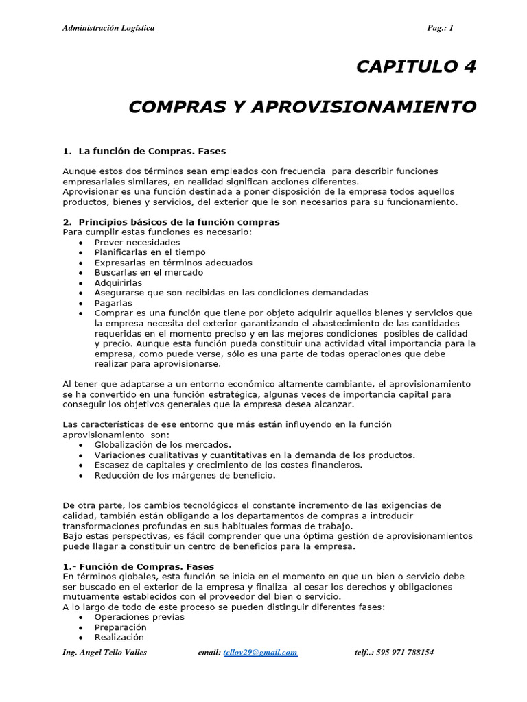 00 Cap04 - Compras y Aprovisionamiento | PDF | Business | Obtención