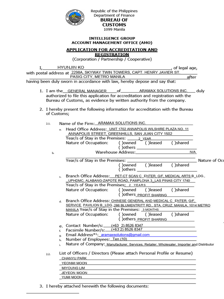 Application - Form - Corp | PDF | Law