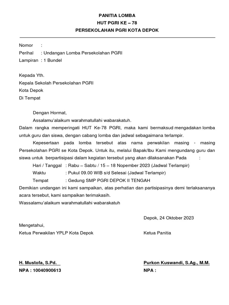 Draft Lomba Hut Pgri | PDF