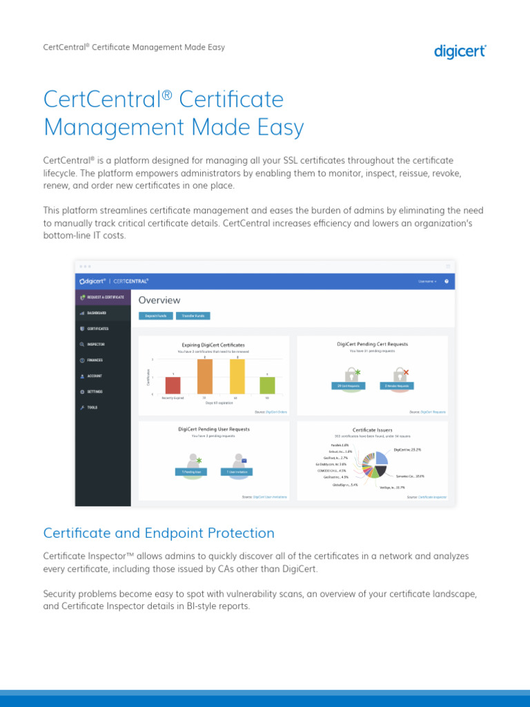 Certcentral Certificate Management Made Easy | PDF | Public Key ...