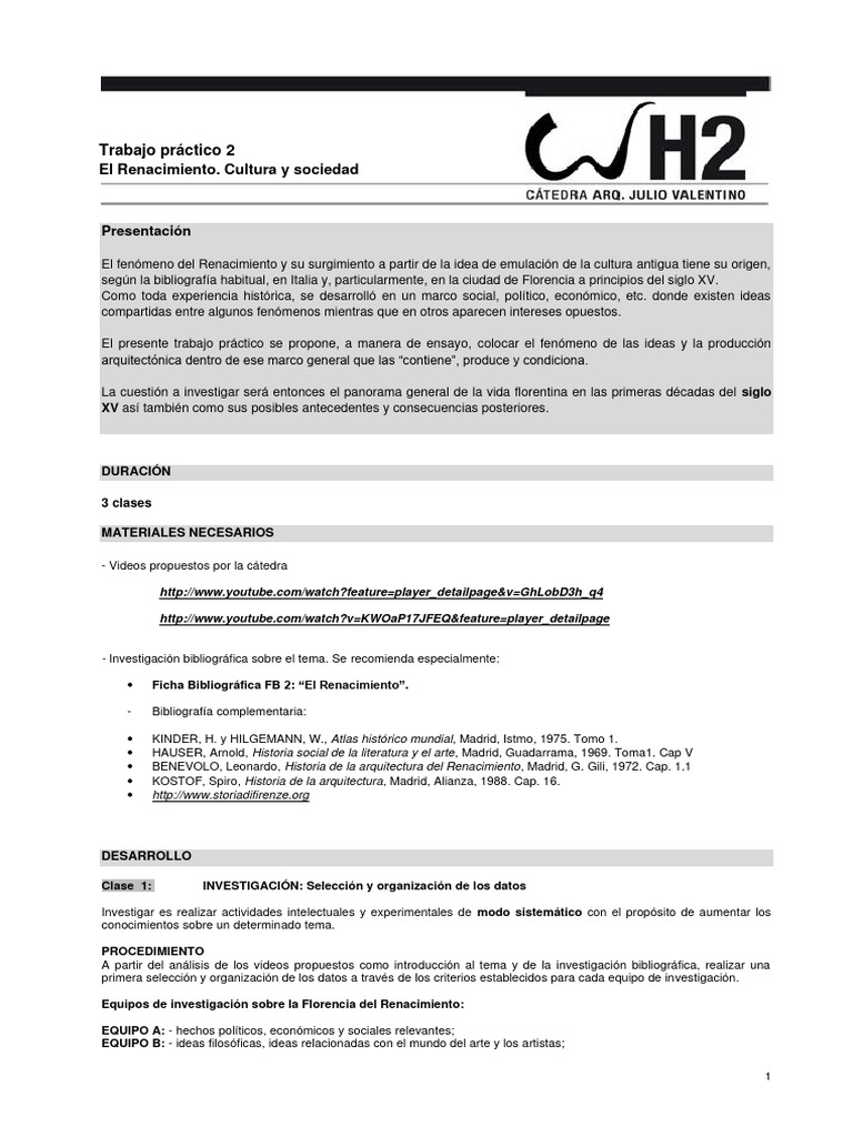 h2 2023 Instructivo TP 2 Renacimiento | PDF | Mapa | Renacimiento