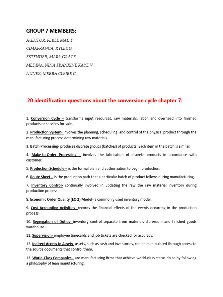 Conversion Cycle Overview and Key Concepts | PDF | Inventory | Cost ...