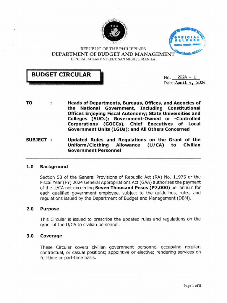 Updated Guidelines for Uniform Allowance | PDF | Employment | Security ...