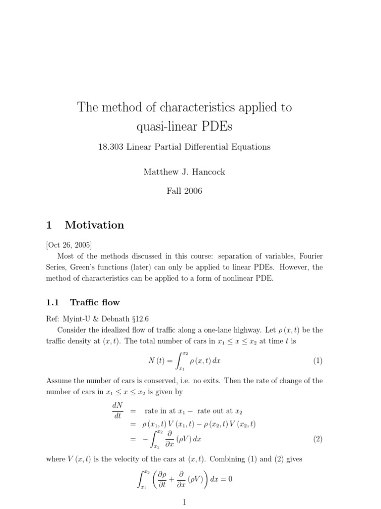 Method of Characteristics for Quasi-linear PDEs | PDF