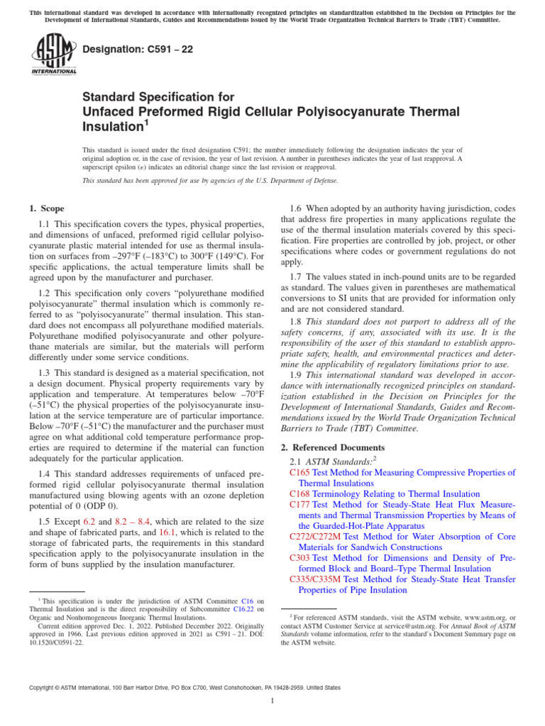 Astm C591 - 22 | Download Free PDF | Thermal Insulation | Heat Transfer