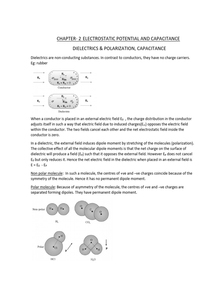 Dielectrics Polarization Notes Pdf Dielectric Capacitor