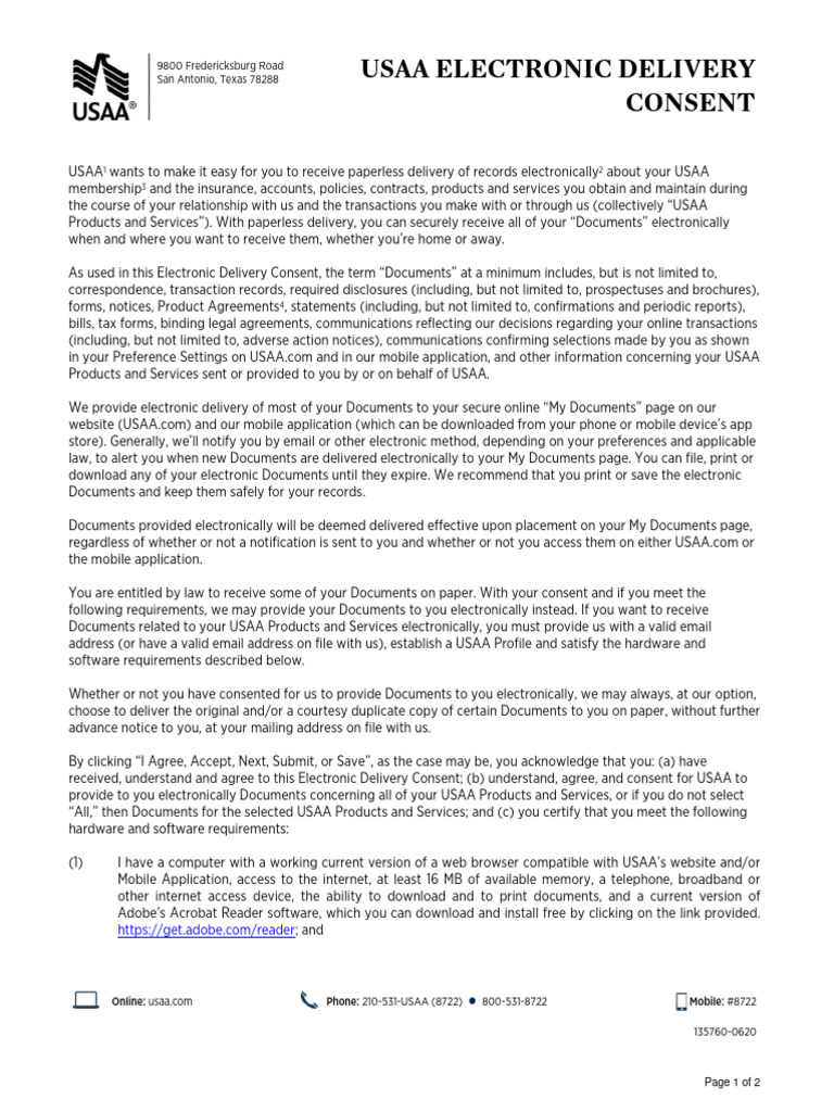 USAA Electronic Delivery Consent Guide | PDF | Application Software ...