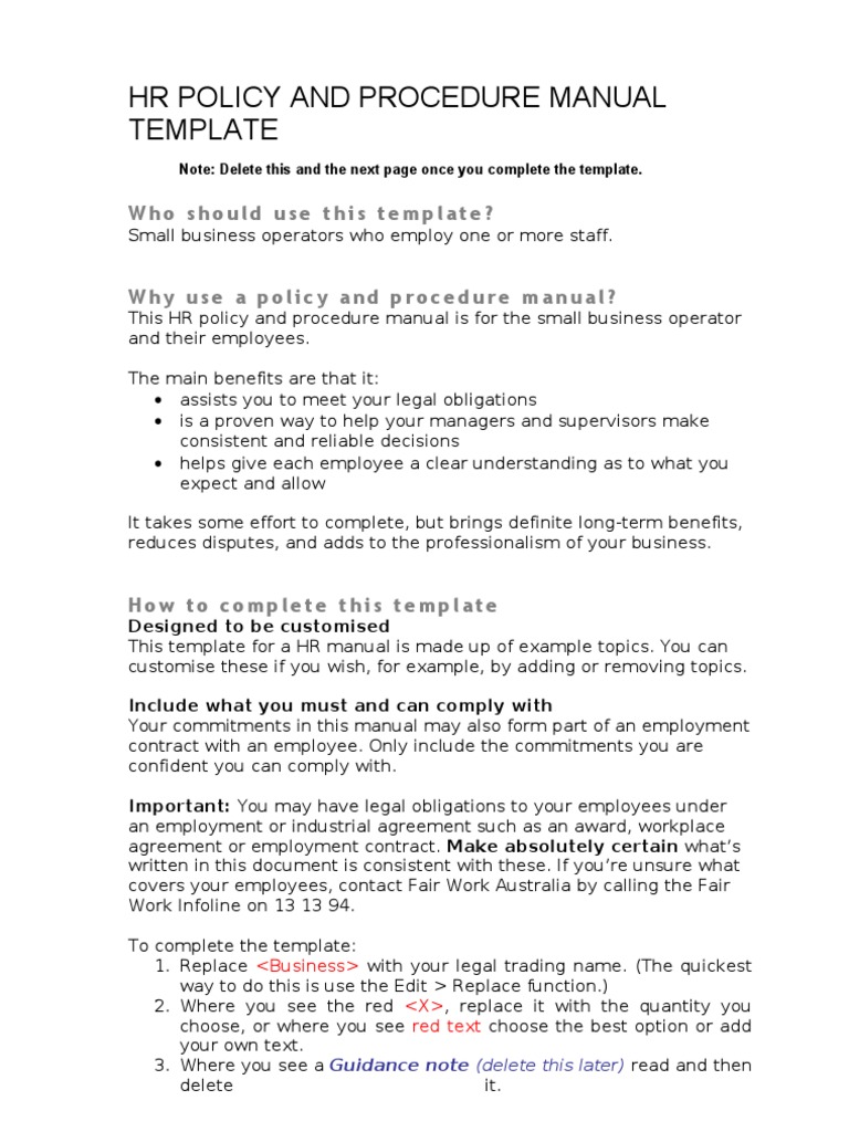 HR Manual Template | PDF