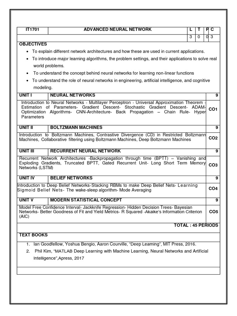 Ann Updated Syllabus Pdf Artificial Neural Network Deep Learning