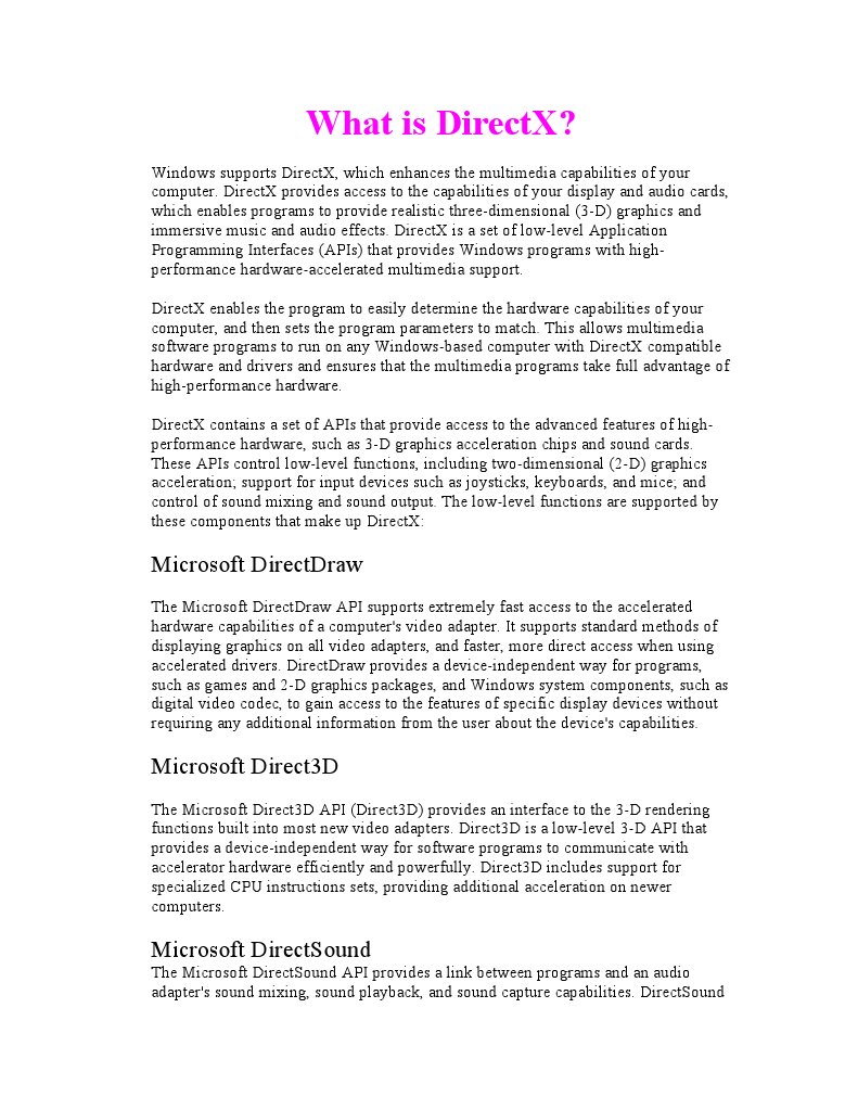 What Is DirectX | PDF | Computer Hardware | Computer Graphics