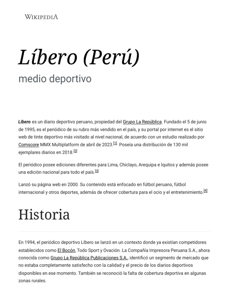 Líbero (Perú) - Wikipedia, La Enciclopedia Libre | PDF