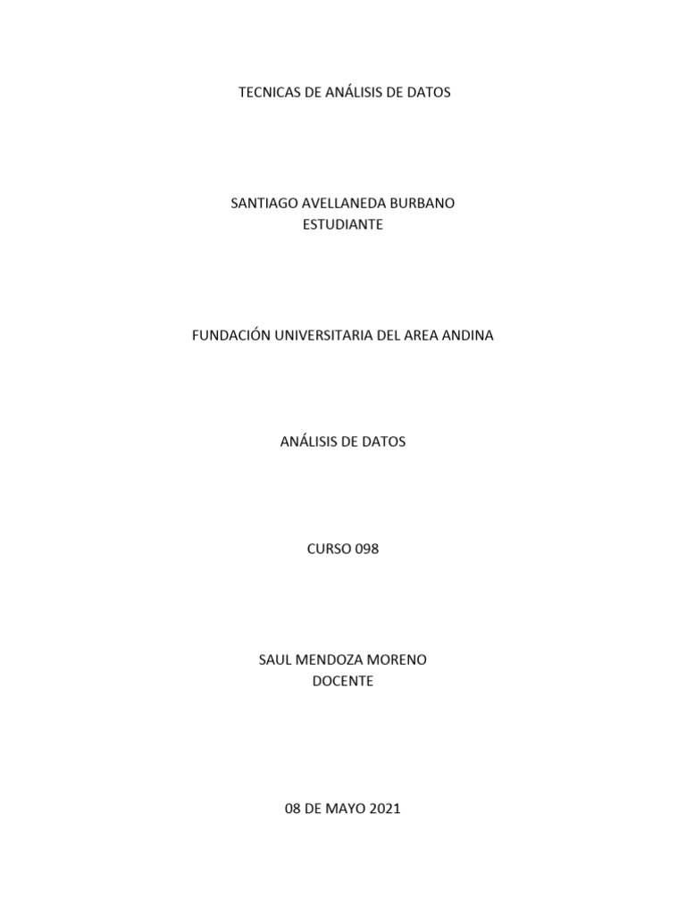 Tecnicas de Analisis de Datos | PDF | Investigación de mercado ... Tecnicas de Analisis de Datos | PDF | Investigación de mercado ...