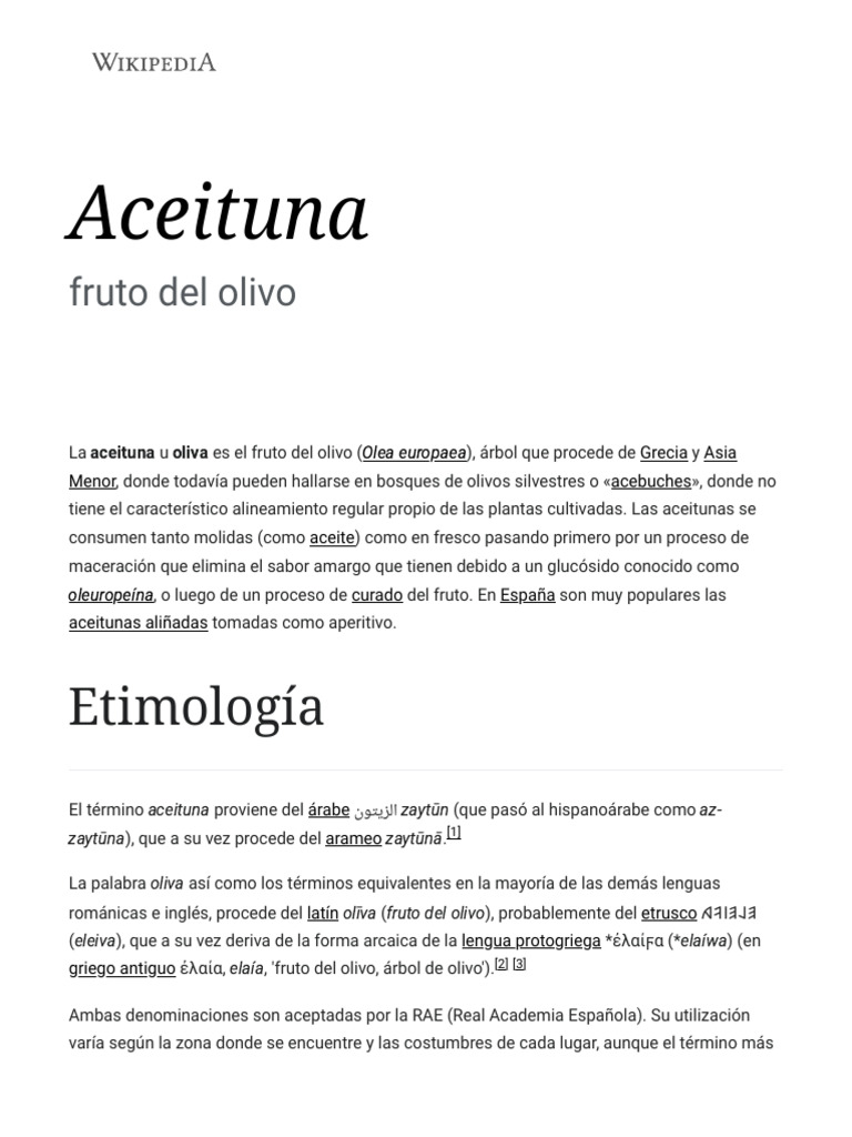 Historia y Uso de la Aceituna | PDF | Aceituna