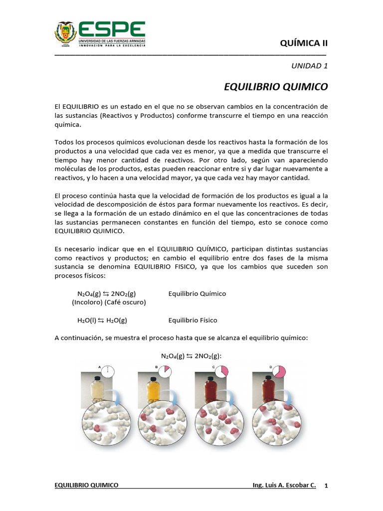 Equilibrio Químico: Conceptos y Cálculos | PDF | Equilibrio químico ...
