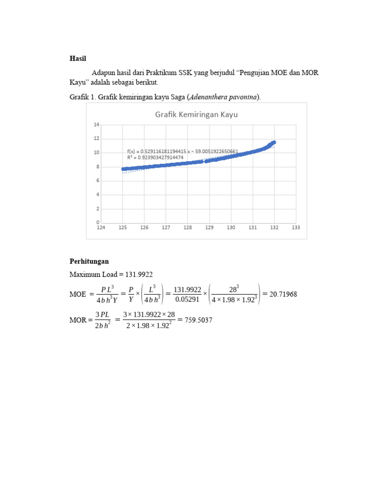 Pengujian MOE dan MOR Kayu Saga | PDF