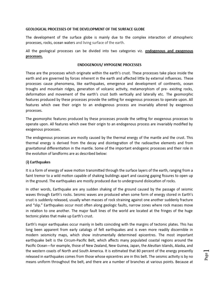 Earth Surface Geological Processes | PDF | Rock (Geology) | Earthquakes