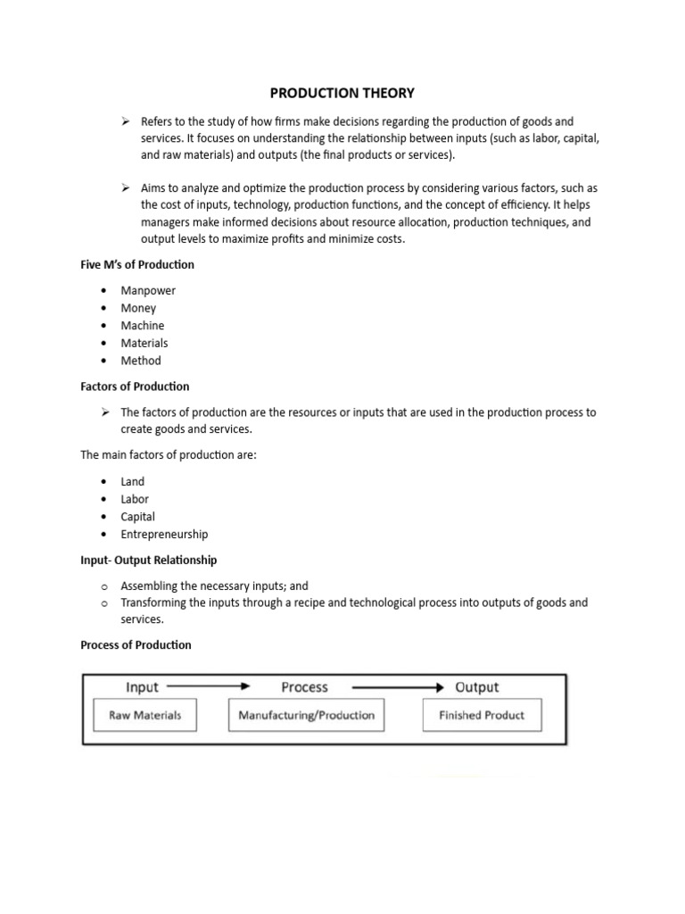 Production Theory 1 0 Pdf Production Function Long Run And Short Run