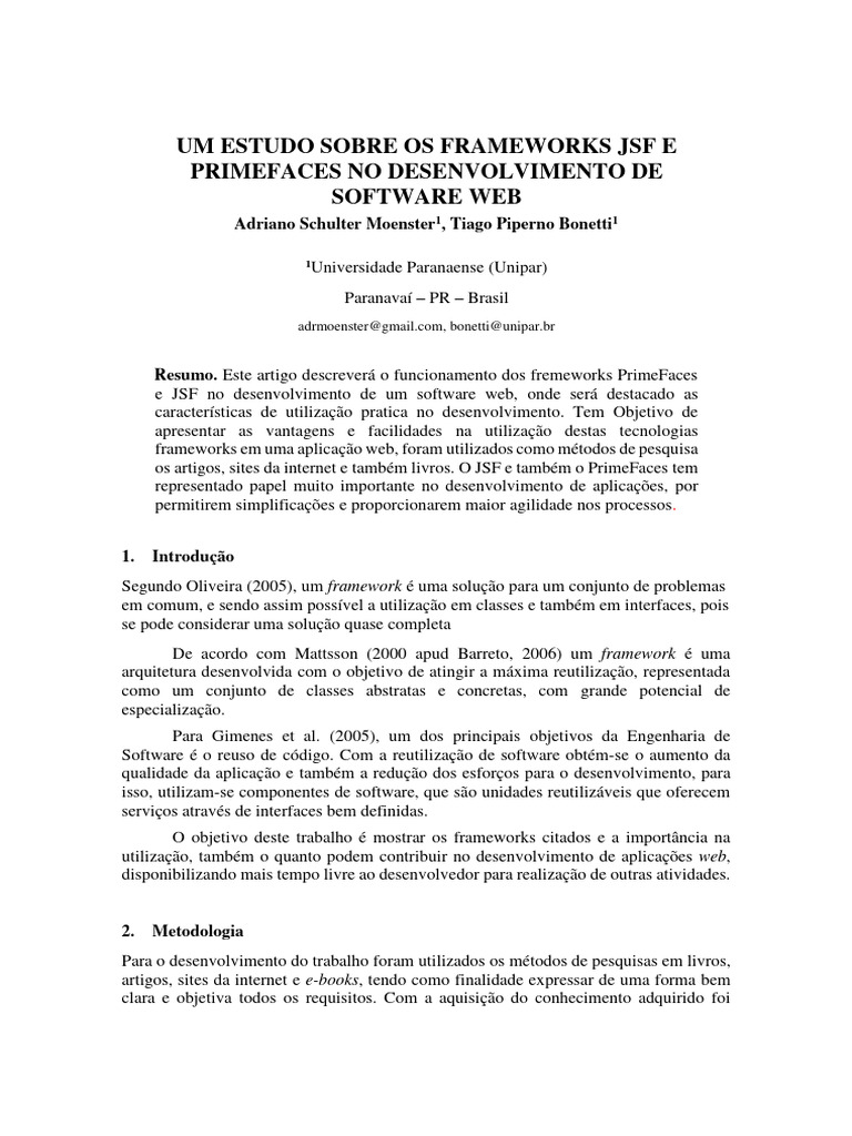 Um Estudo Sobre Os Frameworks JSF e Primefaces No Desenvolvimento de ...