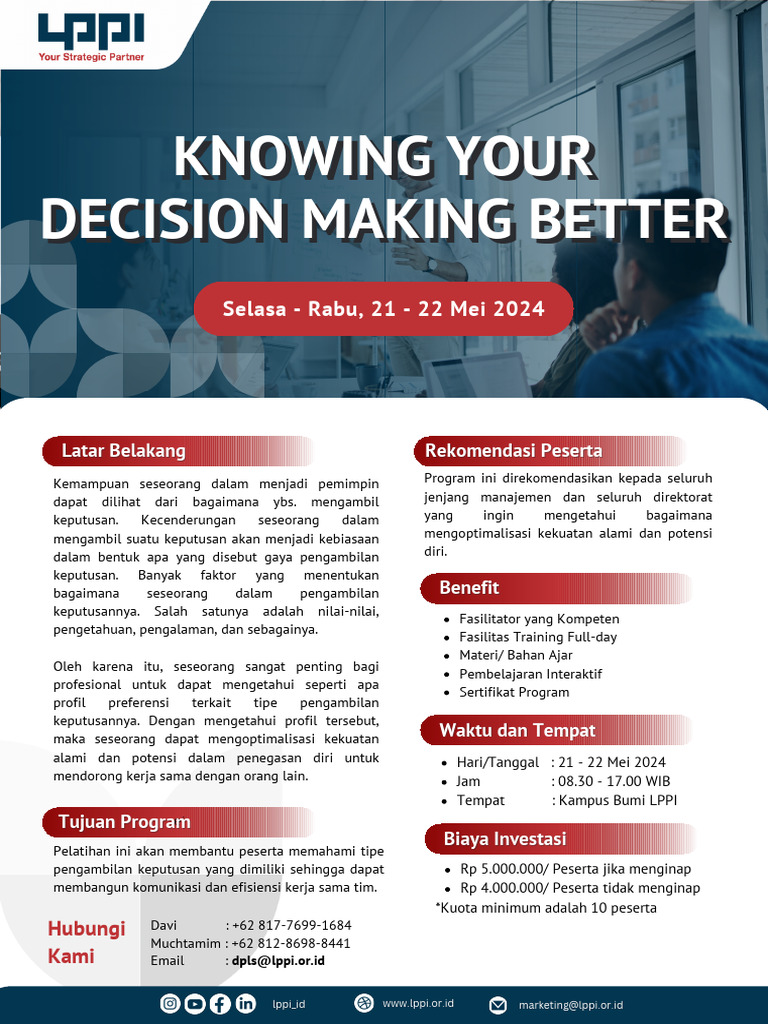 Brosur Pelatihan Knowing Your Decision Making Better | PDF