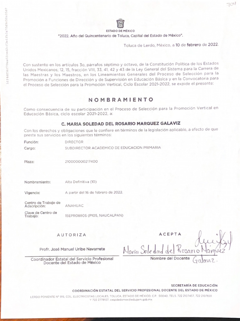 Nombramiento Soledad Subdirector | PDF