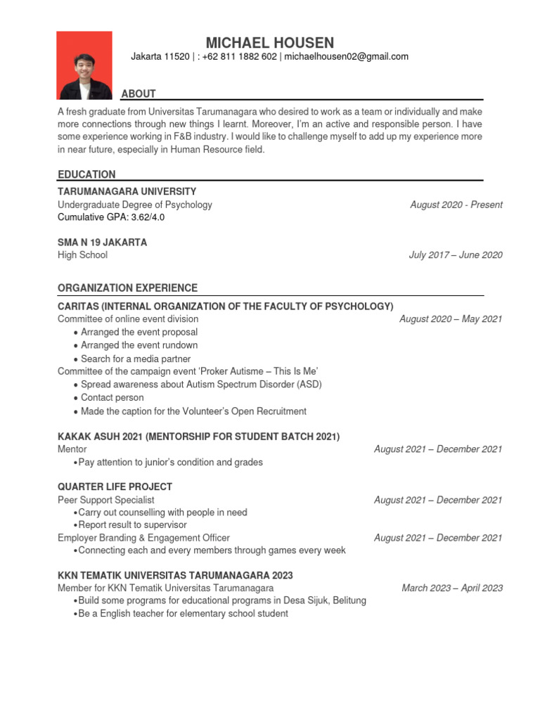 CV Michael Housen | PDF