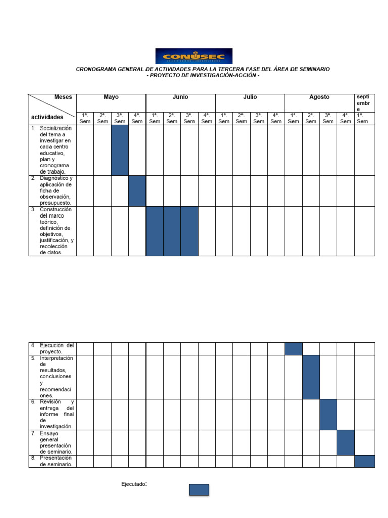 Cronograma Actividades Ejecutadas | PDF