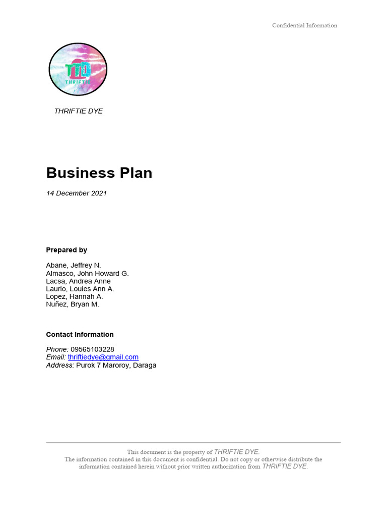 Group-2 Bseconiiia Businessplan Thriftiedye | PDF | Equity (Finance) | Brand