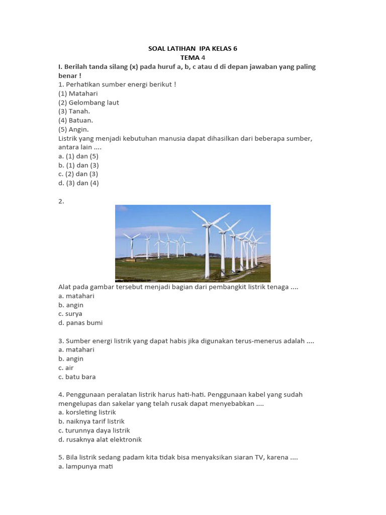 Latihan Soal Ipa Kelas 6 Tema 4 | PDF