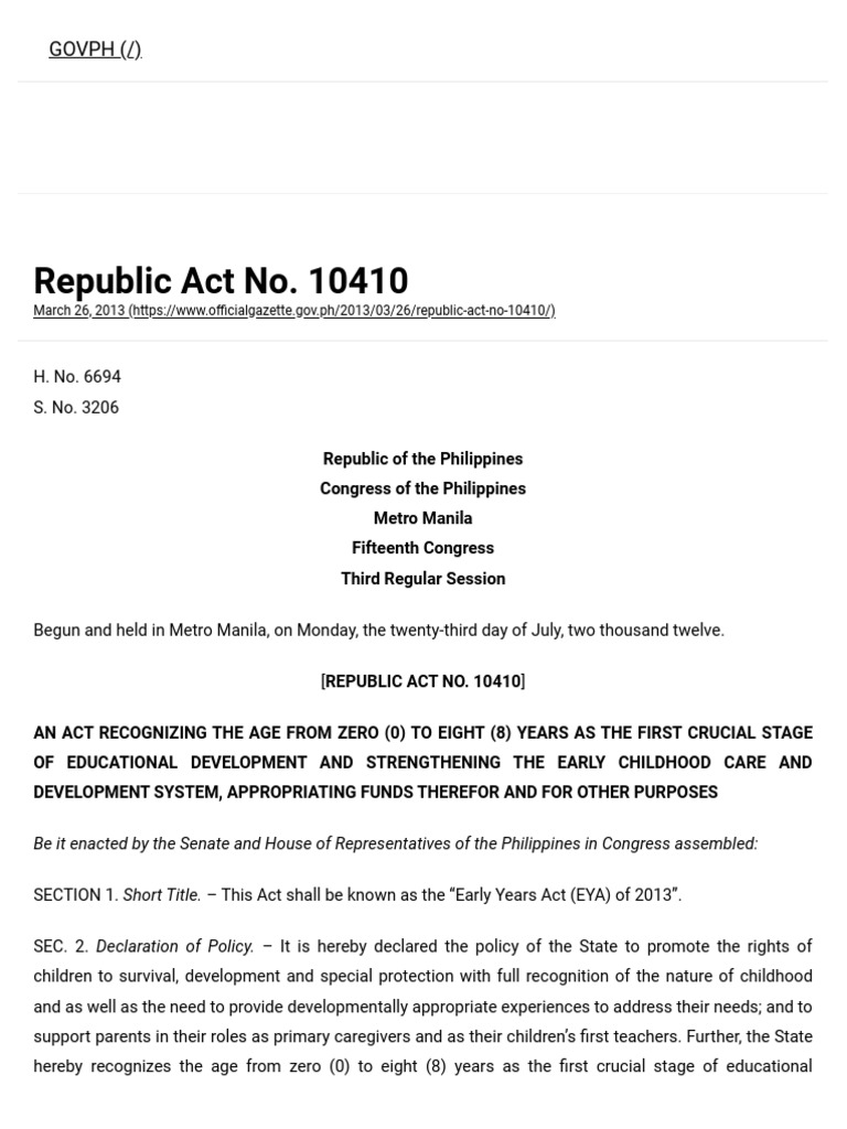 Early Years Act: ECCD Framework Overview | PDF | Child Care | Early ...