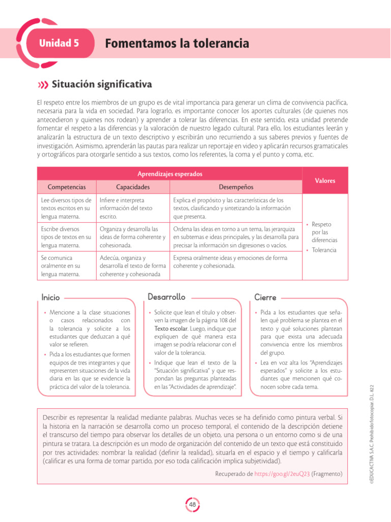 Construye Com Sec 04 Sesiones U5 | PDF | Preposición y Postposición | Puntuación