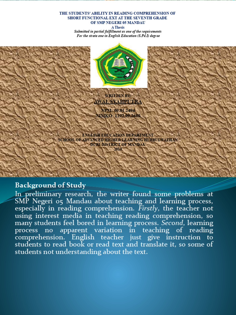 Presentation 1 Pdf Reading Comprehension Multiple Choice