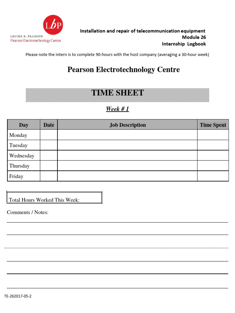 TE-262017-05-2 Internship Logbook Report - Writable | PDF