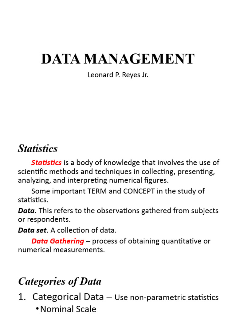 GEC104 Lesson9-NEW | PDF | Level Of Measurement | Data