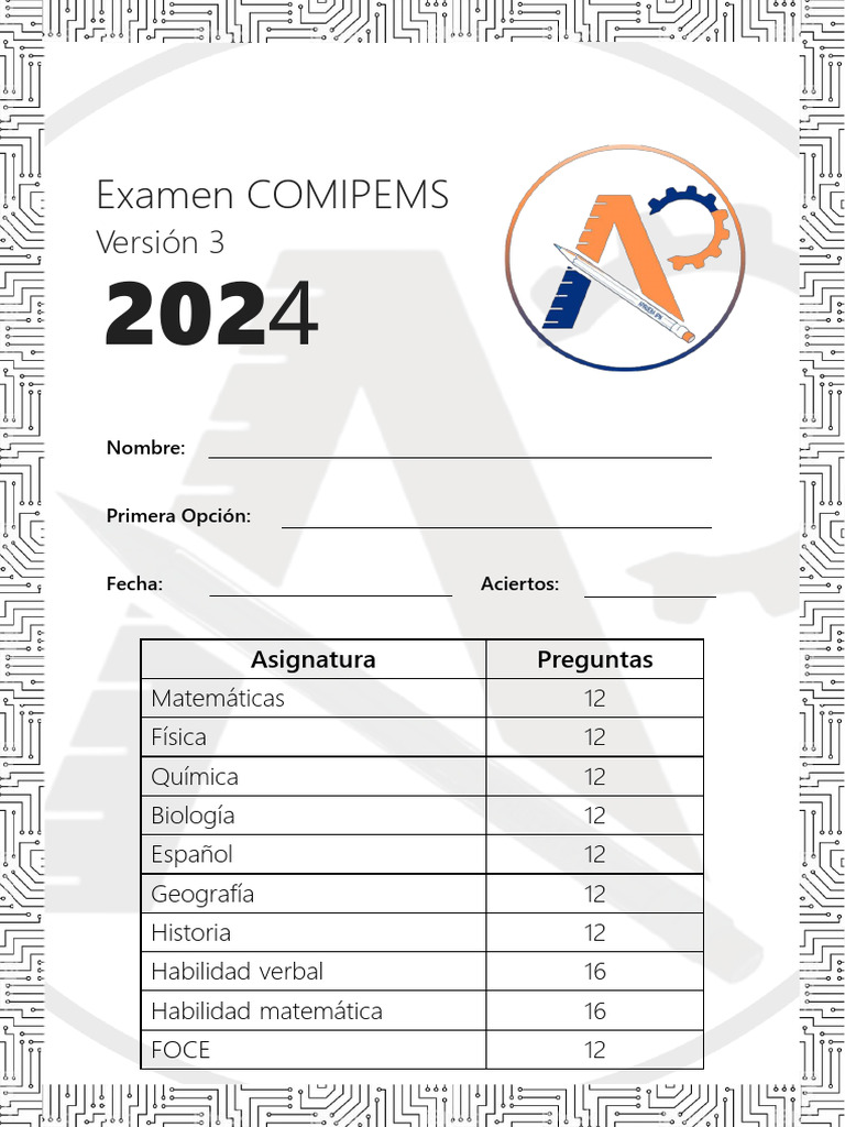 EXAMEN SIMULACRO COMIPEMS-Versión 3 - 2024 | Descargar gratis PDF | Tierra | Rieles