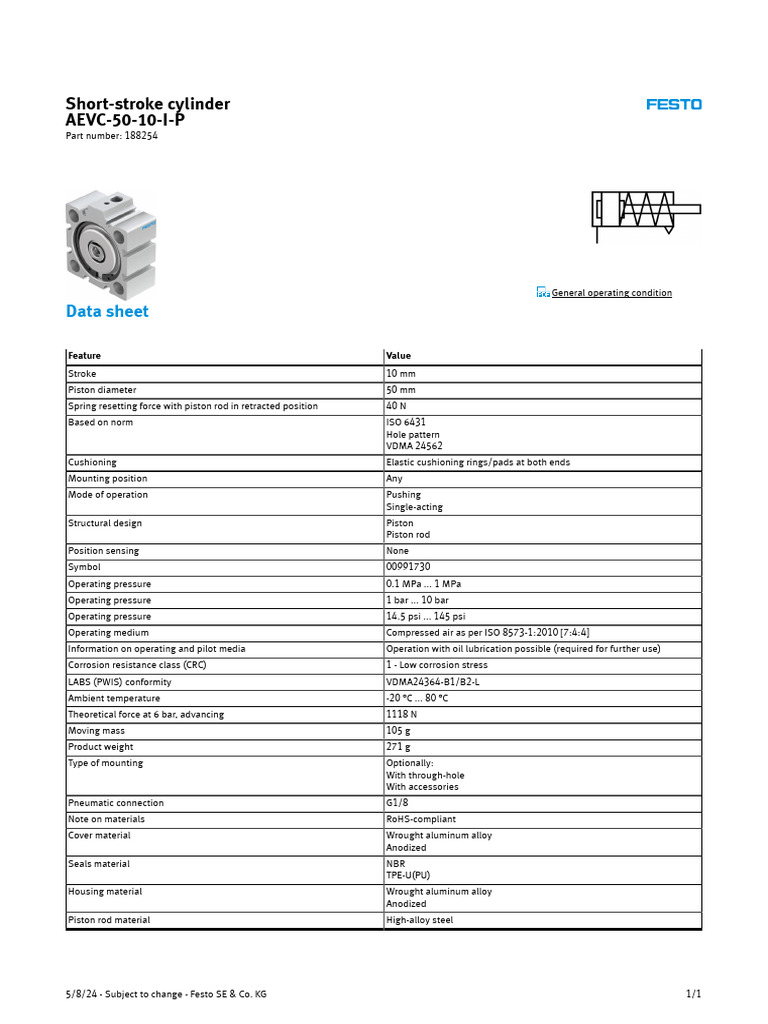 Datasheet | PDF | Piston | Materials