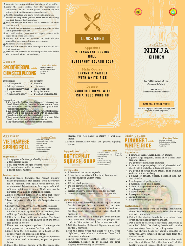 Meal Plan Brochure | PDF | Cooking | Peanuts