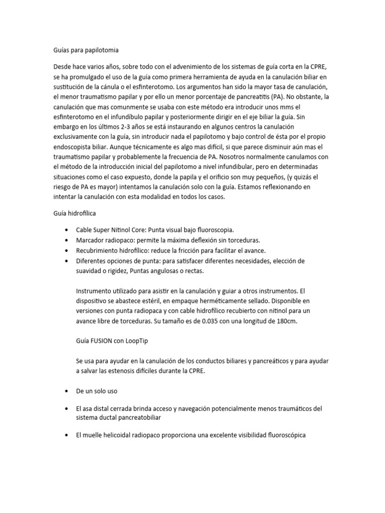 Guías para papilotomía en CPRE | PDF