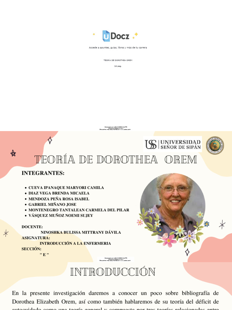 Teoria de Dorothea o 327337 Downloadable 5159042 | PDF | Enfermería ...
