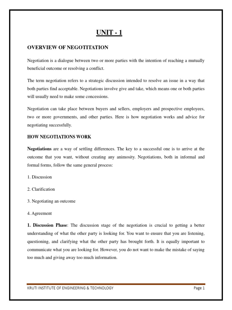 NEGOTIATION Assignment | PDF | Negotiation | Nonverbal Communication