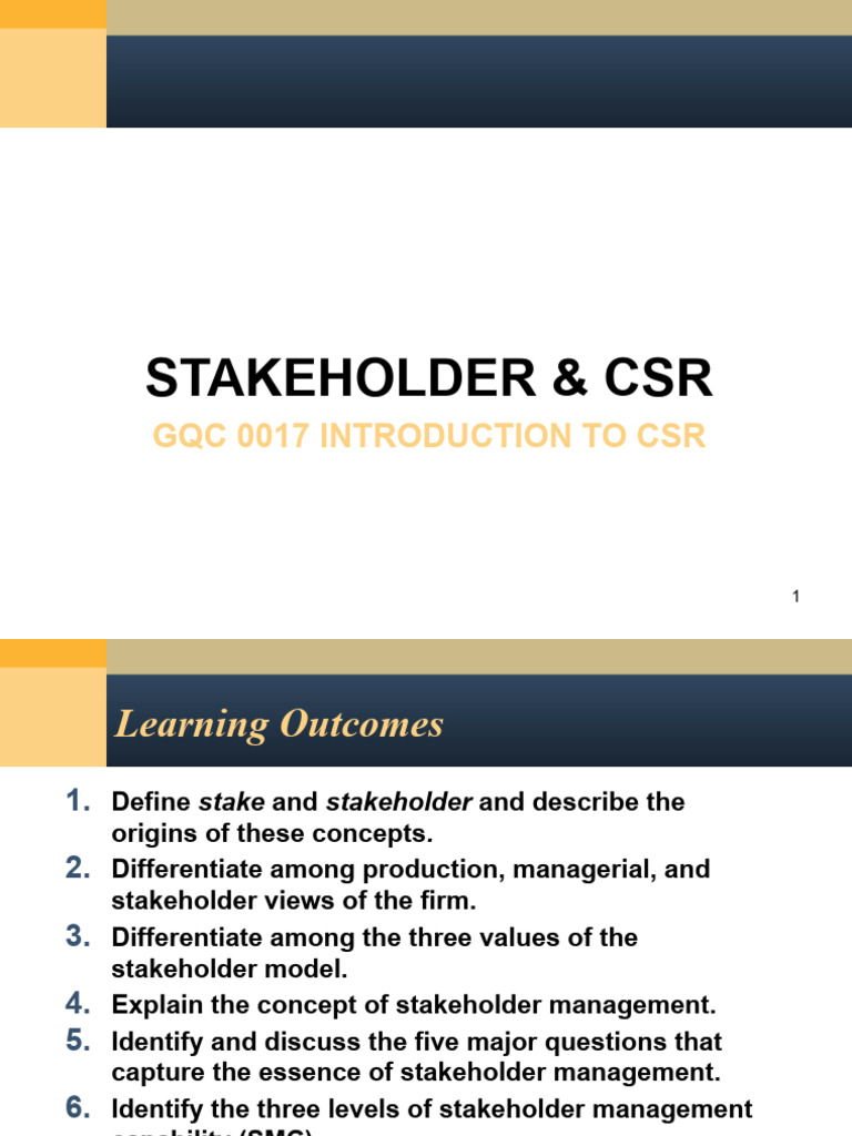 Introduction to CSR and Stakeholder Management | PDF | Stakeholder ...