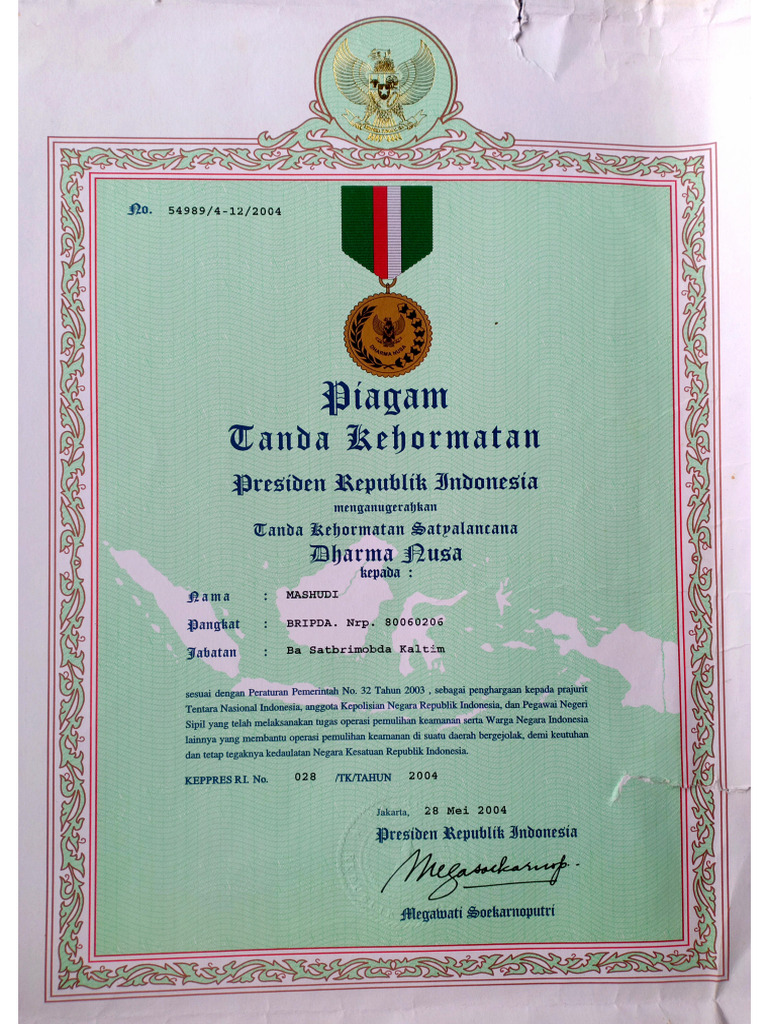 PDF Satya Lencana Dharma Nusa Medali | PDF