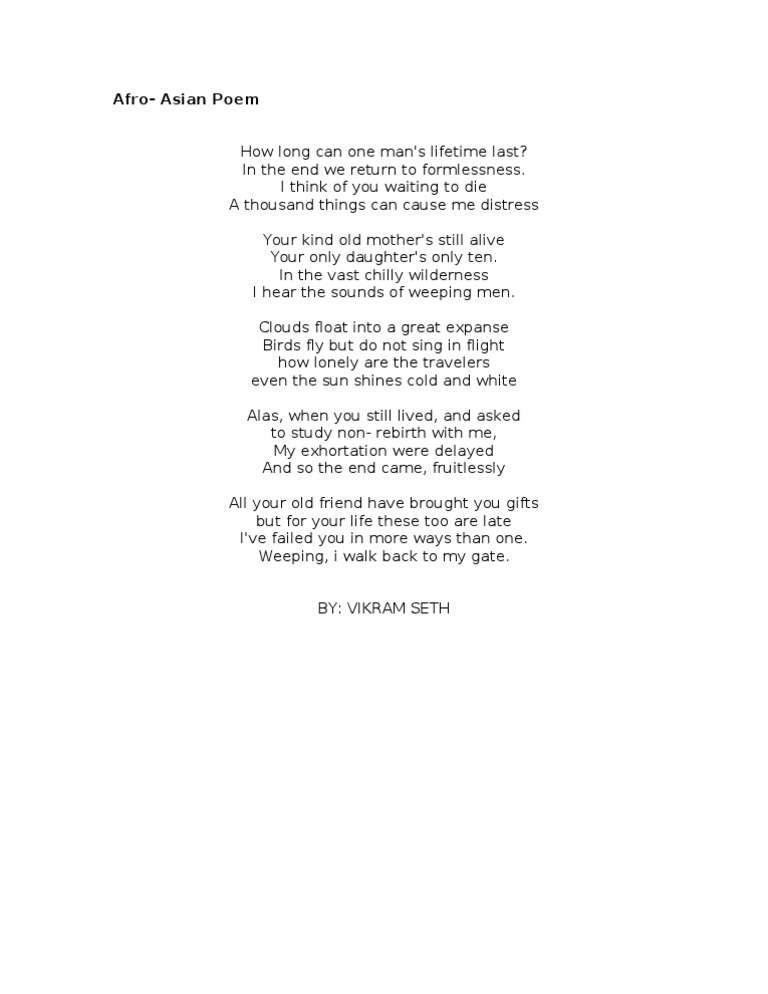 Afro Asian Poem | PDF