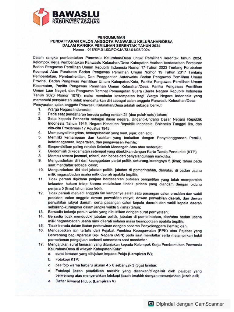 Pengumuman Pendaftaran PKD | PDF