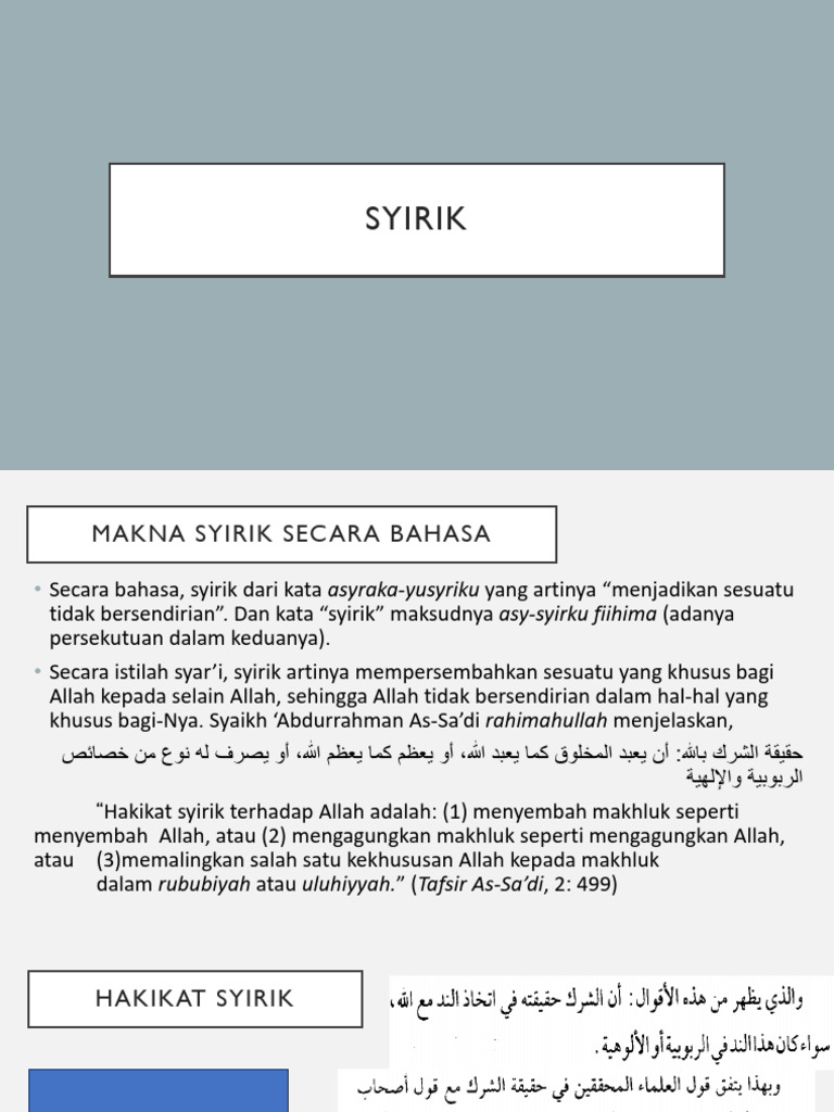 Syirik Dan Bahayanya Bagi Manusia | PDF