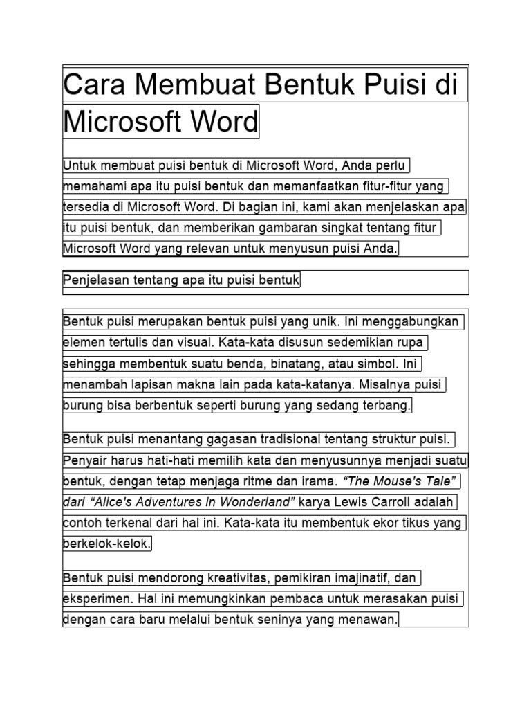 Cara Membuat Bentuk Puisi Di Microsoft Word | PDF