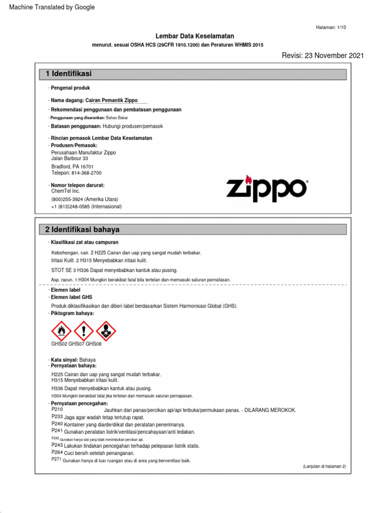 Zippo Lighter Fluid - NA | PDF