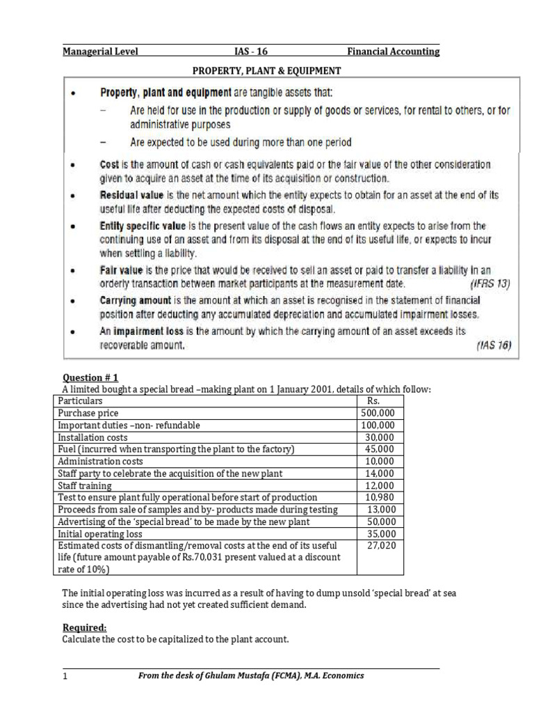 IAS - 16 - Property, Plant and Equipment | PDF | Depreciation | Cost