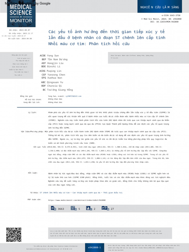 Yong Sun (2024) - FMC Patients STEMI | PDF
