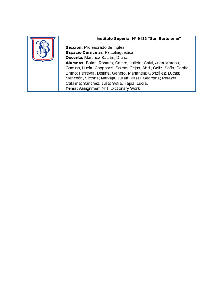 Assignment Nº1 - Dictionary Work | PDF | Word | Phonetics