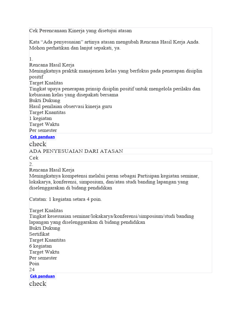 Cek Perencanaan Kinerja Yang Disetujui Atasan | PDF